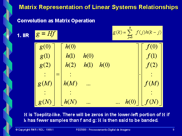 Matrix Representation of Linear Systems Relationships